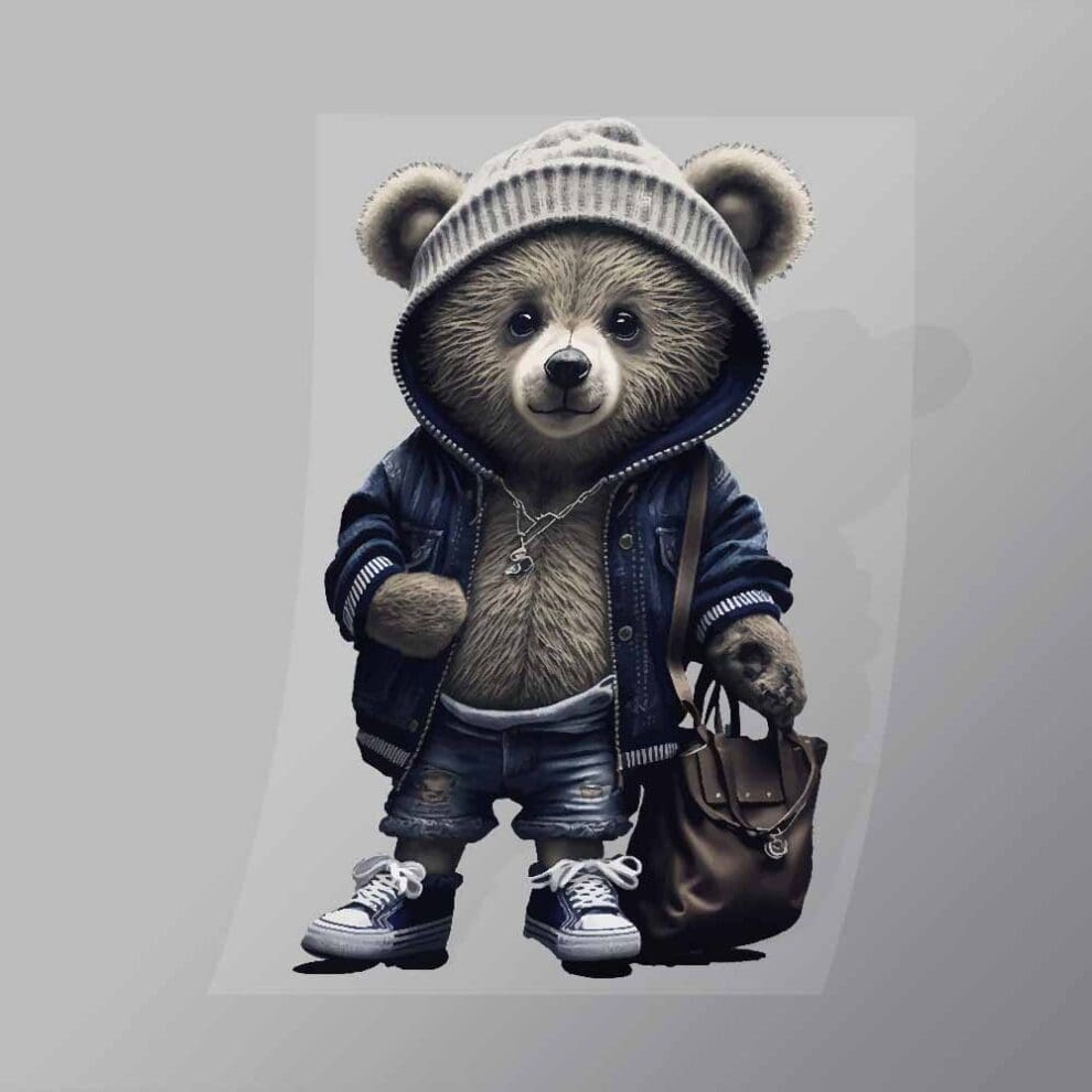 Handsome Teddy Bear DTF Apparel Transfer - DTF Shop