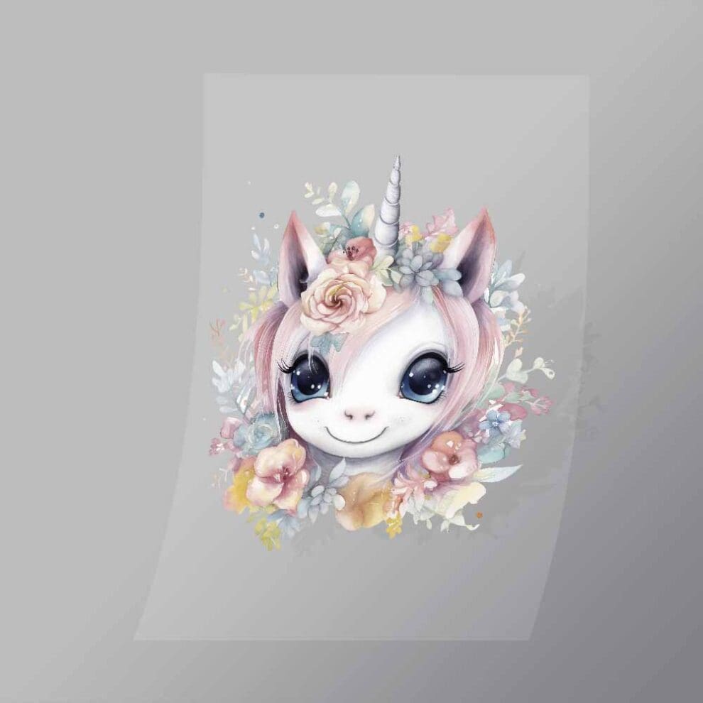 Smiling Cute Unicorn DTF Apparel Transfer - DTF Shop