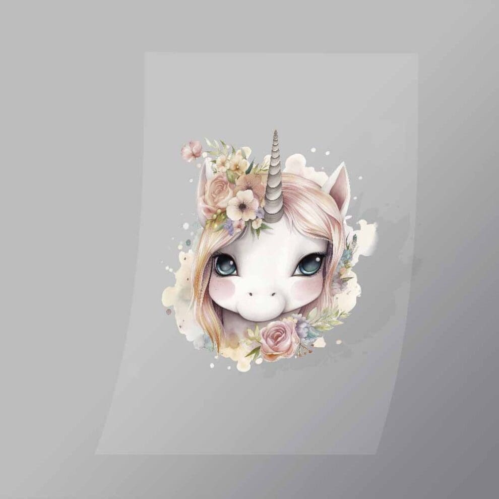 Front Looking Unicorn DTF Apparel Transfer - DTF Shop