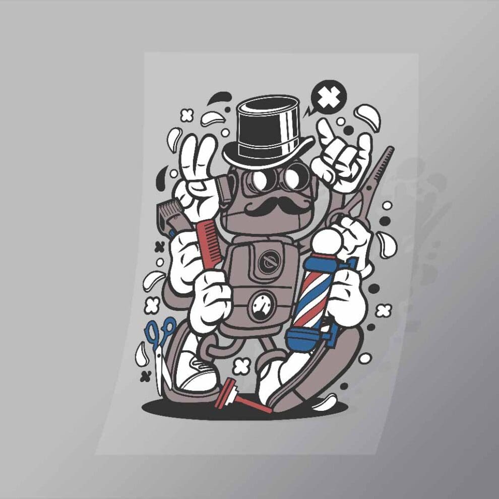 Barber Robot DTF Apparel Transfer - DTF Shop