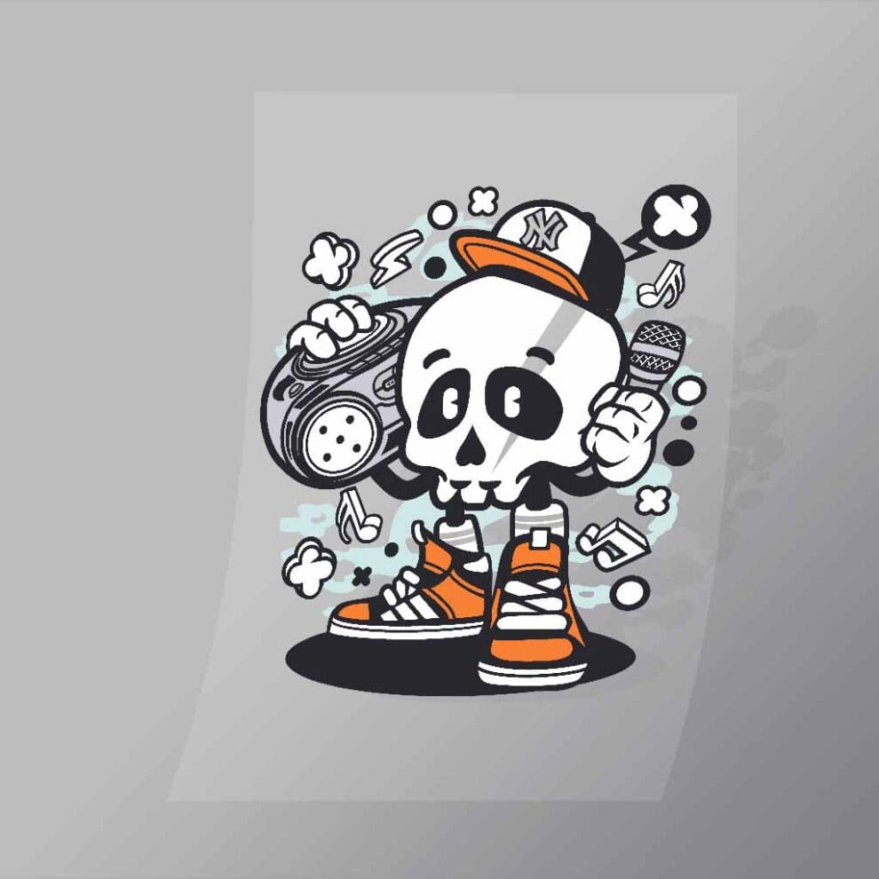 Boombox Skull DTF Apparel Transfer - DTF Shop