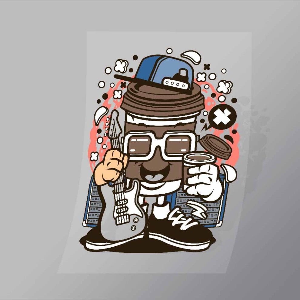 Coffee Cup Rocker DTF Apparel Transfer - DTF Shop