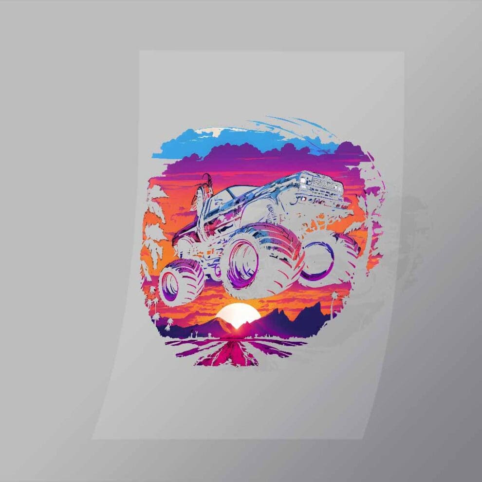 Sunset Monster Truck 14 DTF Apparel Transfer - DTF Shop