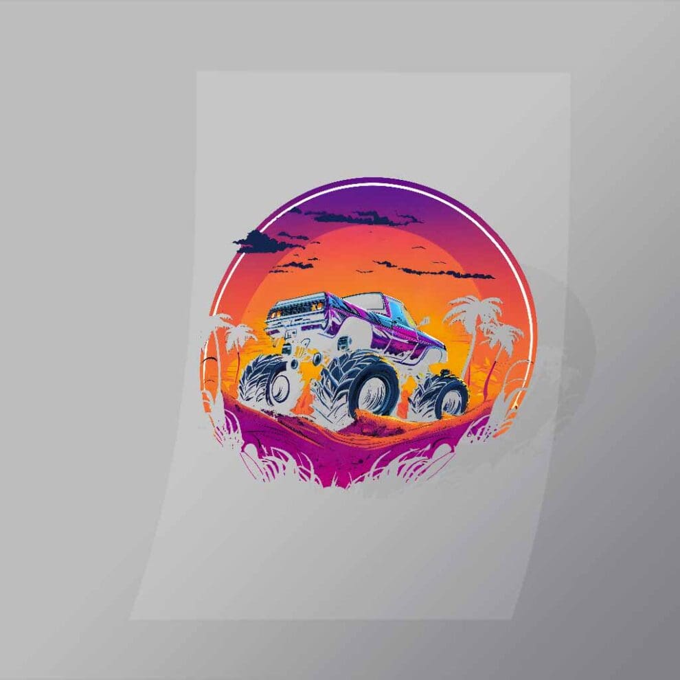Sunset Monster Truck 16 DTF Apparel Transfer - DTF Shop
