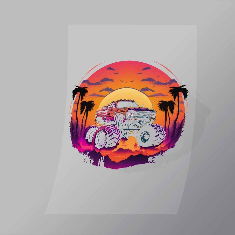 Sunset Monster Truck 17 DTF Apparel Transfer - DTF Shop